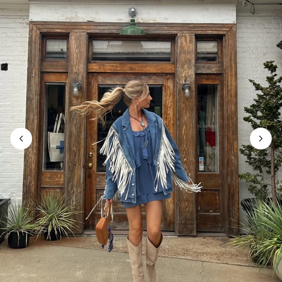 vestique | Jackets & Coats | Vestique Blue Denim Jacket With White ...